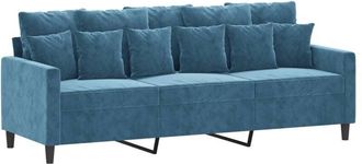 vidaXL Vidaxl - Canap&eacute; &agrave; 3 places Bleu 180 cm Velours