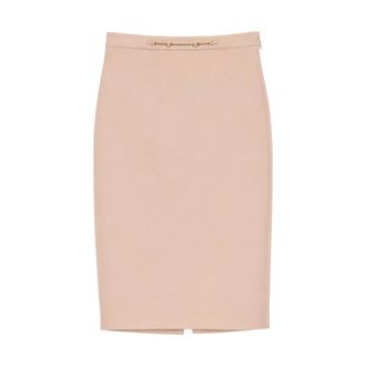 Elisabetta Franchi Bleistiftrock mit hohem Bund und Midi-L&auml;nge - - Skirts - Damen - Beige - XL