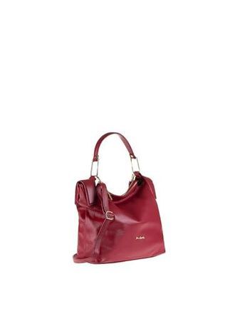 Pierre Cardin Sac &agrave; bandouli&egrave;re pour femme en cuir v&eacute;ritable Made in Italy 33x30x12 cm 55092, Rubis, Taille unique