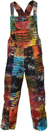 Gheri Salopette en coton déchiré pour femme Motif patchwork Multicolore, multicolore, S