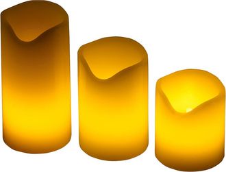 Pearl Wachskerzen mit Batterie: 3er-Set LED-Kerzen, Echtwachs-Mantel, Flacker-Flamme, Batteriebetrieb (Echtwachskerzen mit Batterie, Kerzen mit Batterien, b