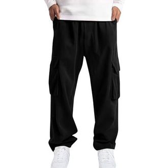 Generic Pantalon de travail décontracté en velours côtelé uni pour homme - Pantalon cargo vintage - Léger - Jambe droite - Super doux - Pantalon de marche et 
