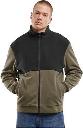 Urban Classics Tb7016-colour Block Polar Fleece Jacket Vestes l&eacute;g&egrave;res, Noir/Vert Olive, XL Hommes