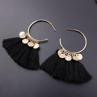 Generic Boucles doreilles Boh&egrave;me Tassel Boucles doreilles avec Couleur Tassel Long Layered Ladies Bijoux pour femmesOp&eacute;ration Facile