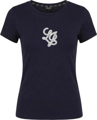 Liu Jo Femme, Tops, Bleu, Taille: 44 FR T-shirt avec logo orn&eacute;