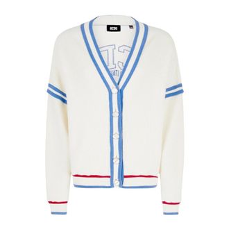 GCDS Gcds - Cardigan en maille avec logo - Femme - Pulls - Blanc - Taille: 38 FR