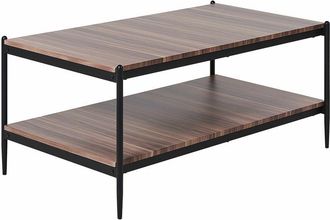 Beliani Couchtisch Dunkler Holzfarbton / Schwarz 52 x 100 cm mdf Tischplatte Metallgestell Rechteckig Industrielles Design