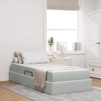 vidaXL vidaXL Lit avec rangement et matelas Gris clair 100 x 200 cm Velours