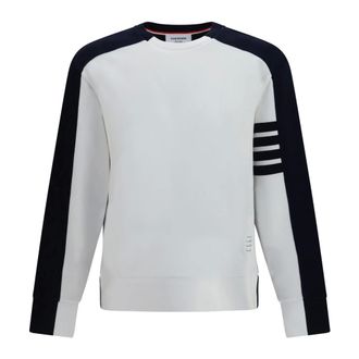 Thom Browne SweaT-shirt &agrave; col rond colorblock - Homme - Sweatshirts et sweats &agrave; capuche - Blanc - Taille: M