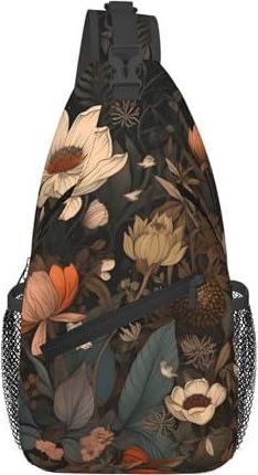 Generic Sacoche Bandouliere Plante botanique r&eacute;tro &agrave; fleurs R&eacute;glable Sacs &agrave; Bandouli&egrave;re Multifonction Crossbody Bag pour &eacute;cole Camping Voyage