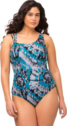 Ulla Popken Damen, Batik, Softcups, Dreierträger Badeanzug, türkis, 44