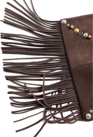 Valentino Garavani Studded Suede Shoulder Bag - Brown