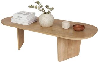 Dmora Couchtisch Dozza, Ovalform, Tischplatte aus edlem Holz, Farbe Braun, 130x65x40h cm, Eiche Braun