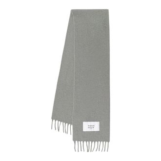 Maison Kitsun&eacute; Foulard &agrave; franges avec &eacute;cusson logo - Femme - Accessoires - Vert - Taille: ONE Size