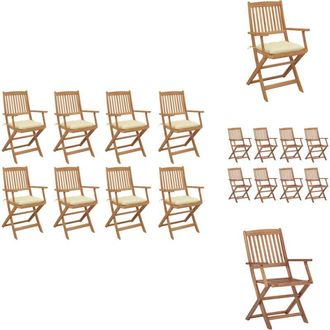 vidaXL Vidaxl - Klappbare Gartenst&uuml;hle mit Kissen 8 Stk. Massivholz Akazie - Klappbarer Gartenstuhl - Gartenstuhl Aus Holz - Esszimmerstuhl - Outdoor M&ouml;bel