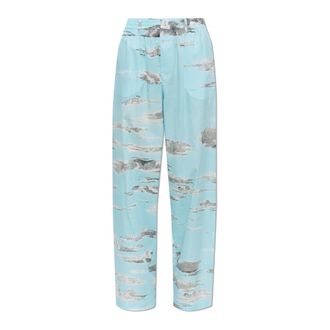 Moschino Baumwollhose mit Print - - Trousers - Damen - Blau - M