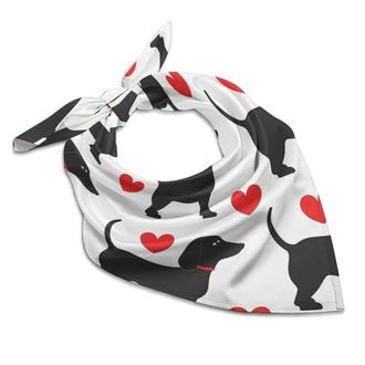 Generic Foulard carré en soie légère en forme de coeur pour teckel, écharpe pour cheveux, foulard respirant, cadeau pour femme et homme, multicolore, 60x60cm