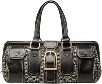 Celine Sac &agrave; main en tweed doccasion - Femme - Pre-owned - Noir - Taille: ONE Size