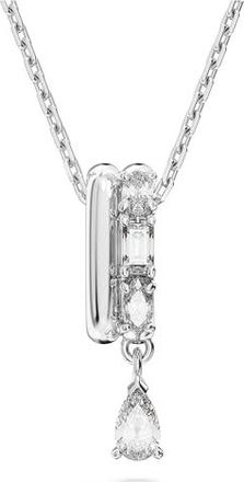 Swarovski Collier Dextera, composé dun pendentif en double anneau et de cristaux incolores, en métal rhodié