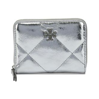 Tory Burch Femme, Accessoires, Gris, Taille: ONE Size Petit portefeuille zipp&eacute; Kira matelass&eacute; losanges m&eacute;tallis&eacute;