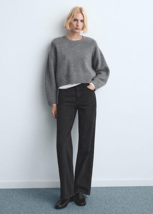 Mango Jean Danila large taille haute black denim - Femme - 32 - MANGO