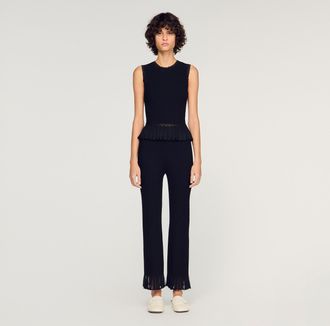 Sandro Pull &agrave; volants en maille ottoman