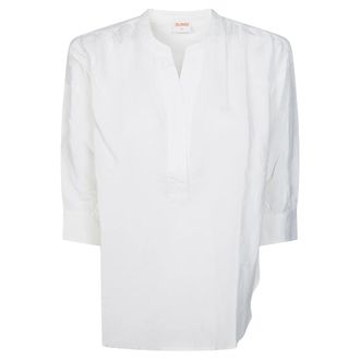 Sun 68 Femme, Blouses et Chemises, Blanc, Taille: 38 FR Camicia Serafino Lino