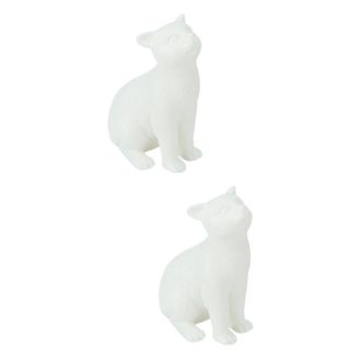 Cabilock 2st&uuml;cke Kreative Katze Statue Handgefertigte Wei&szlig;e Katzenfigur F&uuml;r Desktop-Dekoration F&uuml;r B&uuml;ro Schlafzimmer Und Wohnzimmer S&uuml;&szlig;e Tierfigur Zur Versch&ouml;n