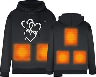 Generic 2026 Sweat &agrave; capuche unisexe d&eacute;contract&eacute; avec 5 chauffages USB pour la Saint-Valentin et lhiver (2), Noir, XXL