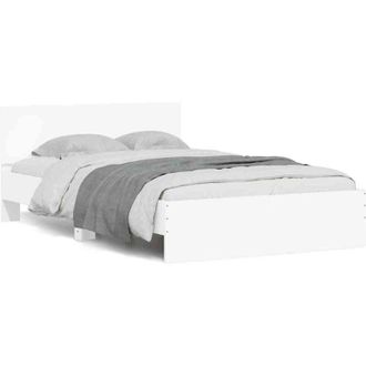 vidaXL Cadre de lit avec t&ecirc;te de lit et LED blanc 120x190 cm vidaXL
