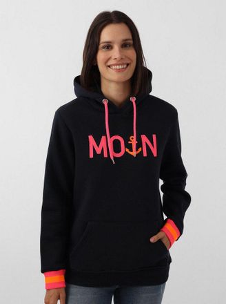 Zwillingsherz Hoodie Rahel Kontrastb&uuml;ndchen, K&auml;ngurutasche, Langarm, Kapuze, Kordelzug