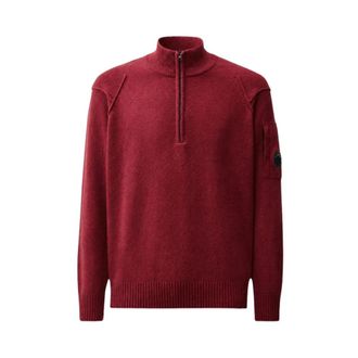 C.P. Company Pullover mit halbem Rei&szlig;verschluss aus Lammwolle - - Knitwear - Herren - Rot - L