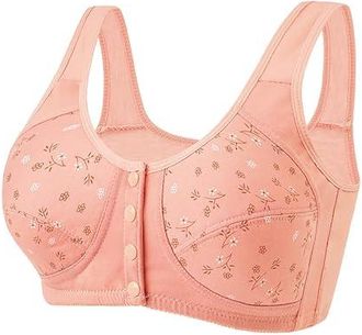 Generic Soutien-gorge sans fil avec fermeture sur le devant - Doux et confortable - Soutien sans couture - Brassi&egrave;re l&eacute;g&egrave;re &agrave; porter au quotidien, rouge past&egrave;