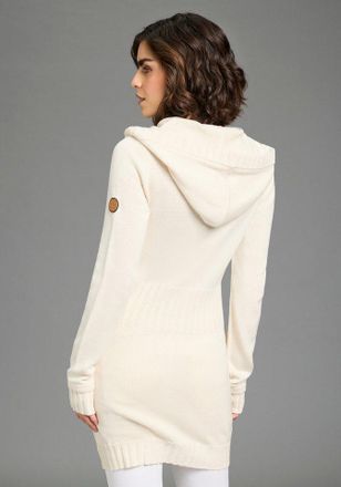Kangaroos Kapuzenstrickjacke figurbetonte Passform, po-bedeckende L&auml;nge, mit 2-Wege-Rei&szlig;verschluss