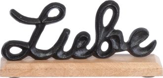 Brandsseller Deko-Aufsteller Liebe ca. 21 x 10 x 6,5 cm mit Mangoholz Sockel und Aluminium Schriftzug Schwarz