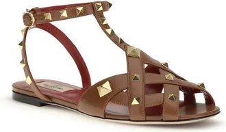 Valentino Garavani Womens Brown Goatskin Strap-On Sandals