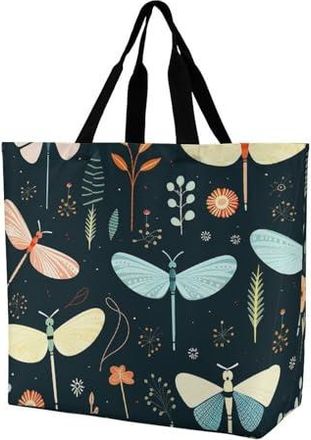 Generic Motif DOiseau Et De Libellules Sac Fourre Tout L&eacute;ger Sacs De Courses Imperm&eacute;able Sac &Agrave; Bandouli&egrave;re Pour Travail Shopping Plage