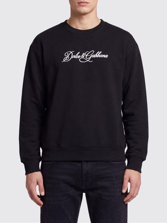 Dolce & Gabbana Sweatshirt &agrave; col rond en coton avec logo contrastant sur la poitrine