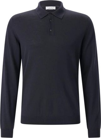 Roberto Collina Homme, Tops, Bleu, Taille: 2XL Pull Polo en Laine M&eacute;rinos