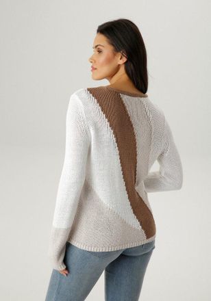 Aniston Strickpullover mit Rollkante am Rundhalsausschnitt - NEUE KOLLEKTION