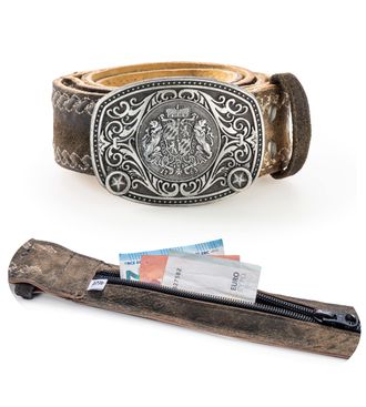 Sch&ouml;neberger Trachten Couture Herren Trachteng&uuml;rtel Max mit Geheimfach - Echtleder G&uuml;rtel f&uuml;r Lederhosen und f&uuml;r Oktoberfest - mit Geldfach Safe (50/52 (Umfang 83-102cm), Bord&uuml;re-B
