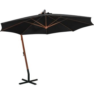 vidaXL Vidaxl - Parasol suspendu avec m&acirc;t Noir 3,5x2,9 m Bois de sapin massif