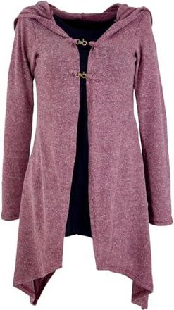 Guru Shop Guru-Boutique, Long Cardigan, Manteau Tricot&eacute; &agrave; Large Capuchon, Rose Antique, Ducoton, Size:S / M (38), Cardigans et Ponchos