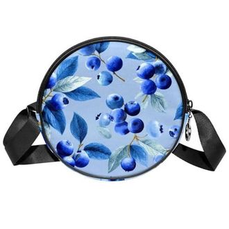 Generic Sac &agrave; bandouli&egrave;re Circle pour femme, petit sac &agrave; bandouli&egrave;re bleu myrtille avec fermeture &eacute;clair, bretelles r&eacute;glables, sac &agrave; main rond d&eacute;contract&eacute; pou