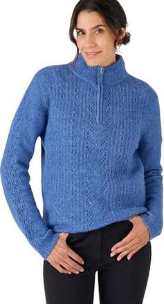 Damart Pull col zipp&eacute; m&eacute;lange alpaga Femme Bleu Taille 34/36