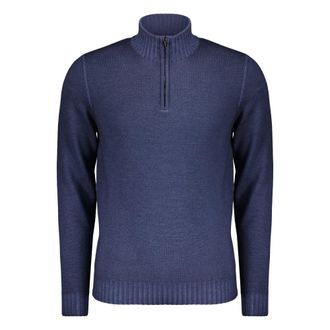 Moorer Pullover mit hohem Kragen und Rei&szlig;verschluss - - Knitwear - Herren - Blau - M