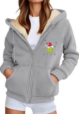 Generic Le Grinch Sweat A Capuche Femme The Moche Deguisement Oversize Noel 2025 Chaud Plaid Noël Femmes Costume Vêtements Polaire Hiver De Pull Sweatshirts P