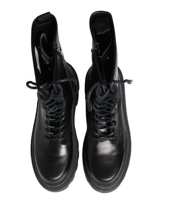 Dolce & Gabbana Mens Black Leather Trek Sole Combat Boots Shoes