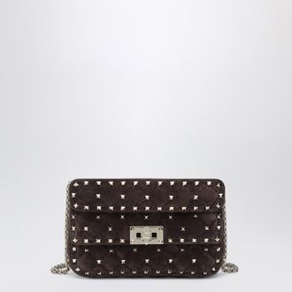 Valentino Garavani Rockstud Spike Tasche aus braunem Veloursleder