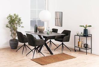 Norrwood home24 Drehbarer Armlehnenstuhl Sidaon 58 x 85 x 55cm Microfaser Priya: Anthrazit Grau